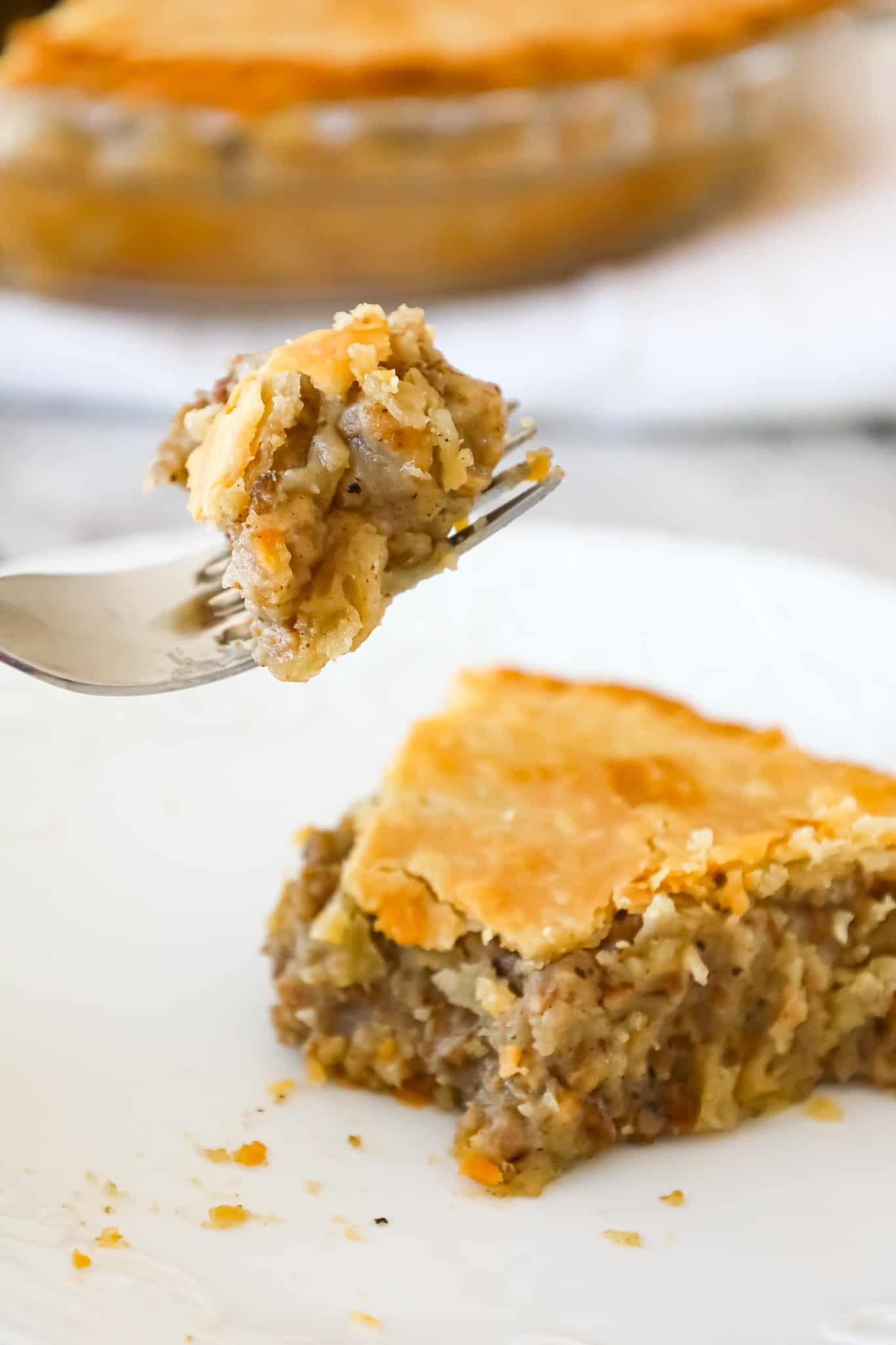 Pork Pie with Sweet Potato Crust and a side of Green Beans with Sliver ...